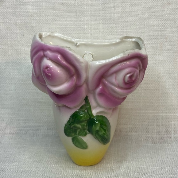Source Unknown | Wall Decor | Vintage Rose Wall Pocket Planter Ceramic ...